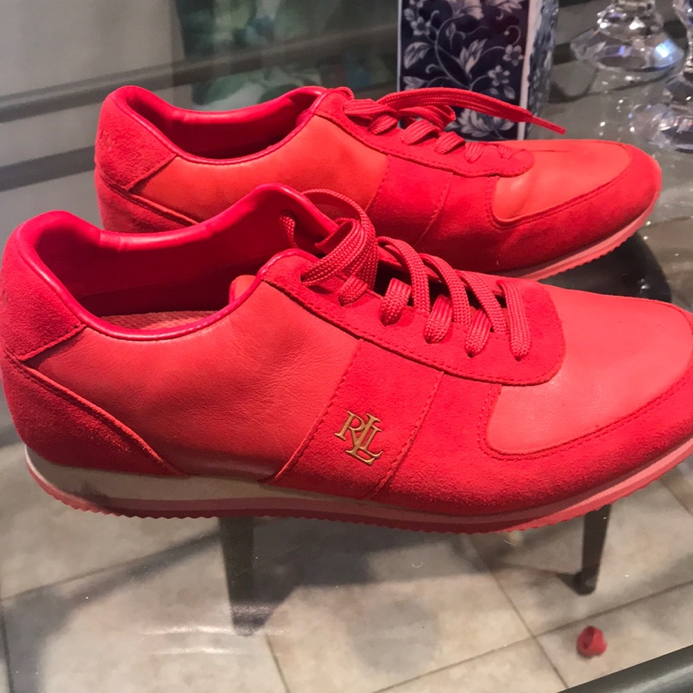 Lauren, Ralph Lauren Red Leather Sneakers - Gem